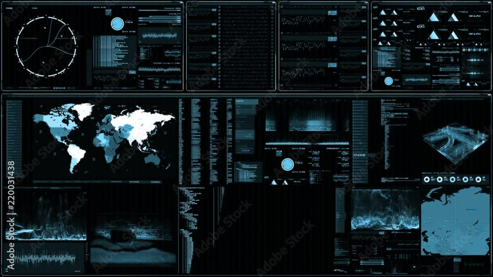 Futuristic digital interface screen. Streaming and flashing computer ...