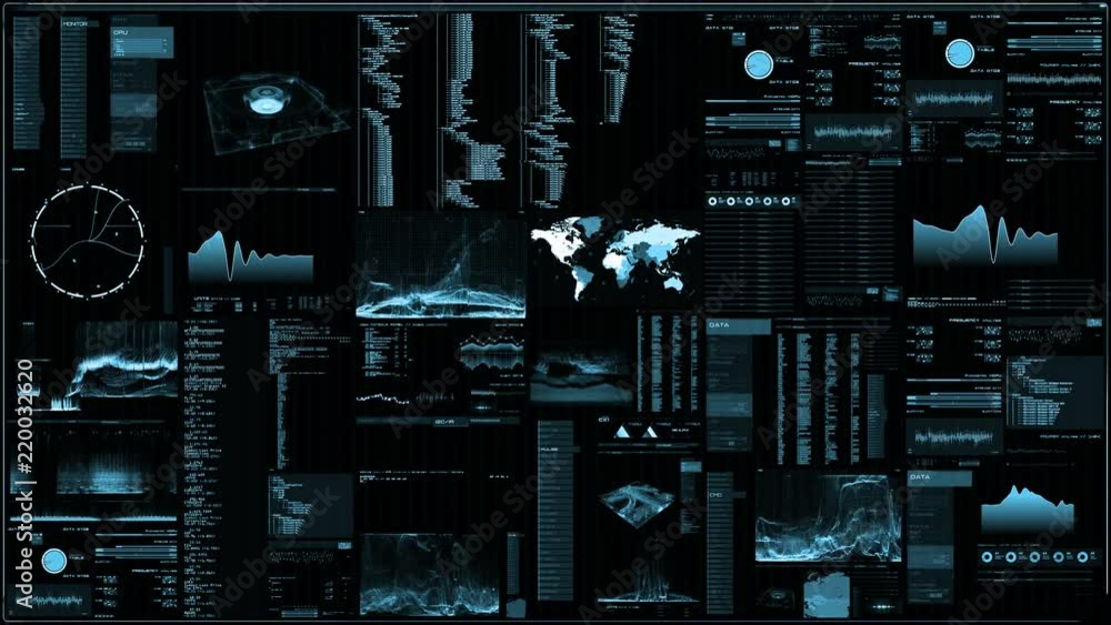 Futuristic digital interface screen. Streaming and flashing computer ...