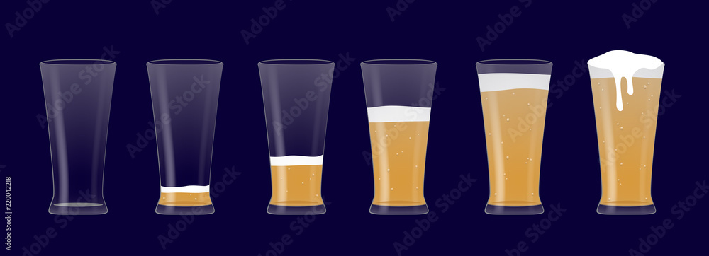 Beer Elegant Glass Animation Vector Illustration Stock Vector | Adobe Stock