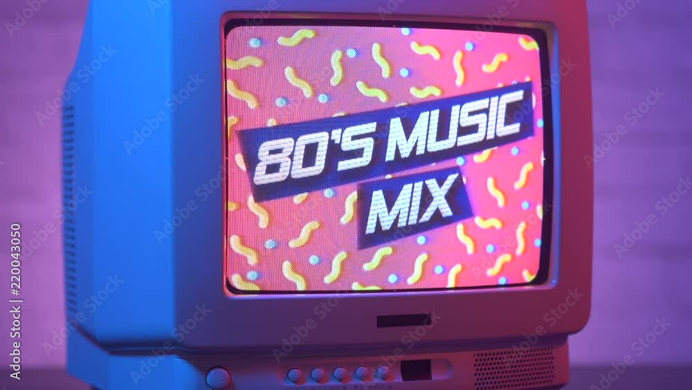 80s Music Mix text appearing on an old vintage Television - computer ...