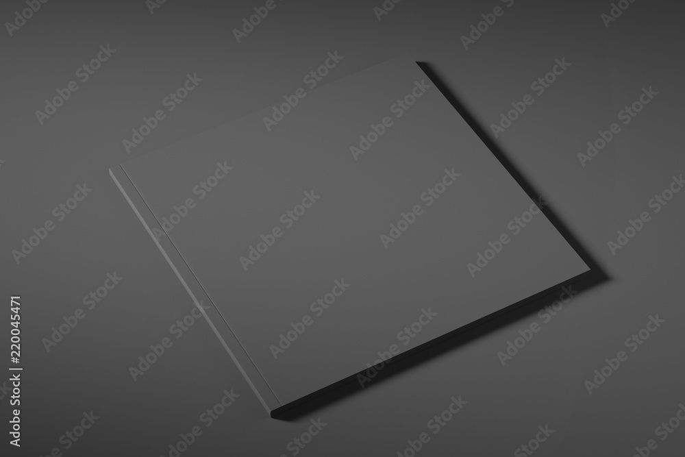 Dark empty closed magazine on a black background. Side view. Mock up ...