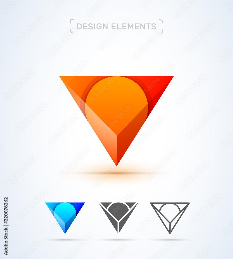Vector abstract triangle fox logo elements. Material design, origami ...