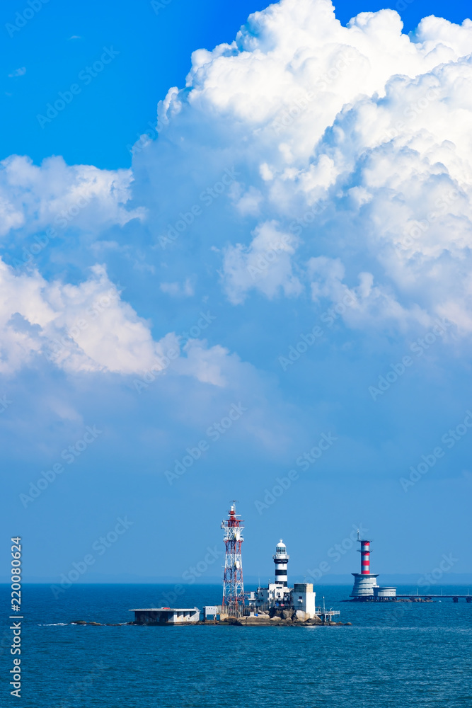 Horsburgh Lighthouse on Pedra Branca Island in the Singapore Strait ...