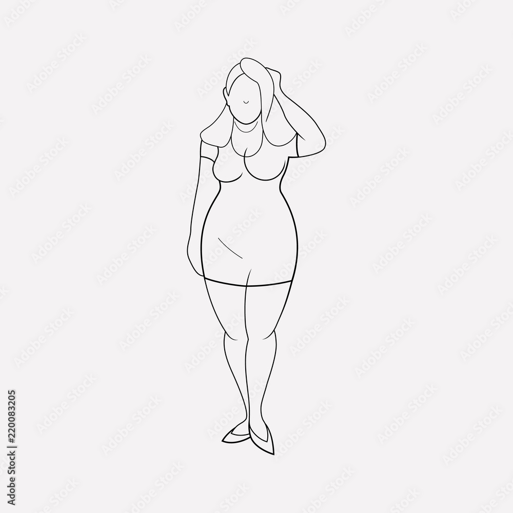 Plus size girl icon line element. Vector illustration of plus size girl ...