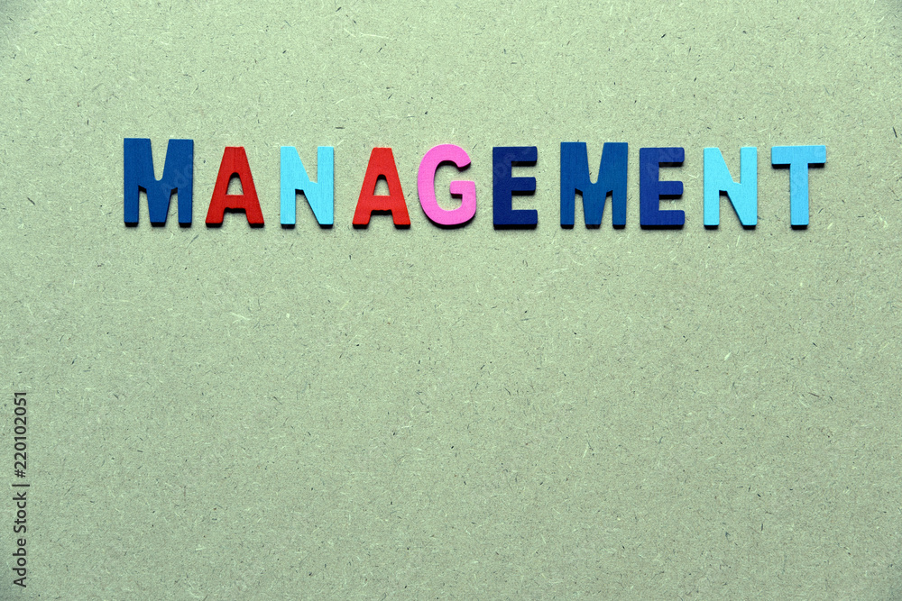 Colorful Alphabet letter in word "MANAGEMENT" on wood background. Stock ...