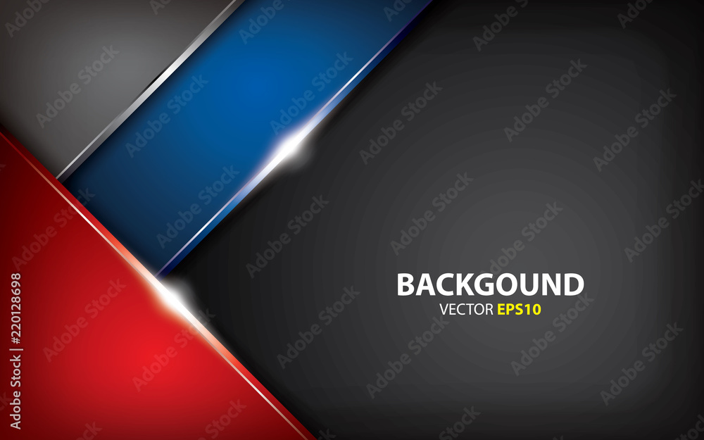 luxury metallic red and blue innovation concept. black background ...