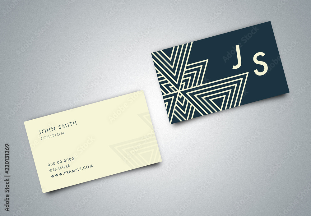 Business Card Layout with Geometric Elements Stock Template | Adobe Stock
