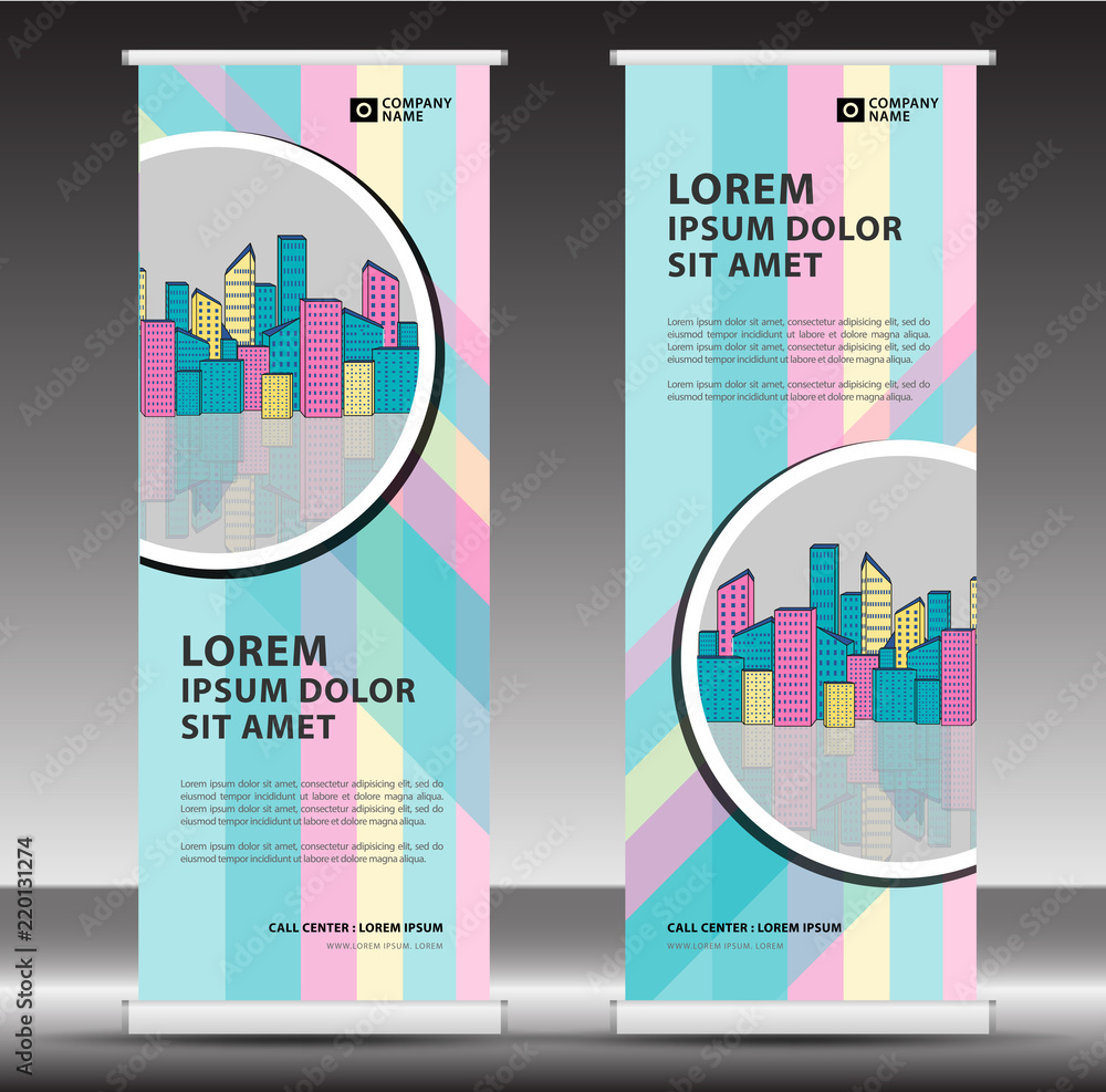 Roll up banner template, stand design, Pull up, display, advertisement ...