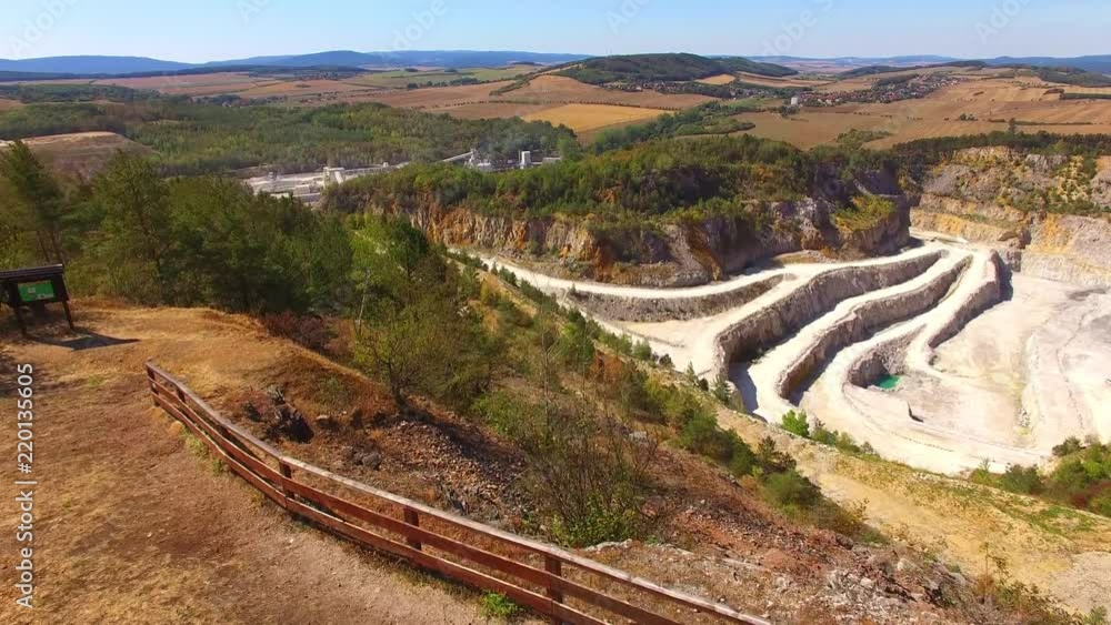 Biggest Czech limestone quarry Devil's Stairs - Certovy Schody. Aerial ...