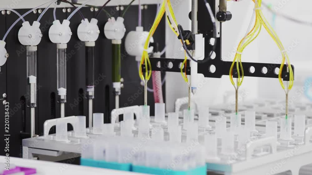 Automated laboratory in technically advanced the clinic is conducting a ...