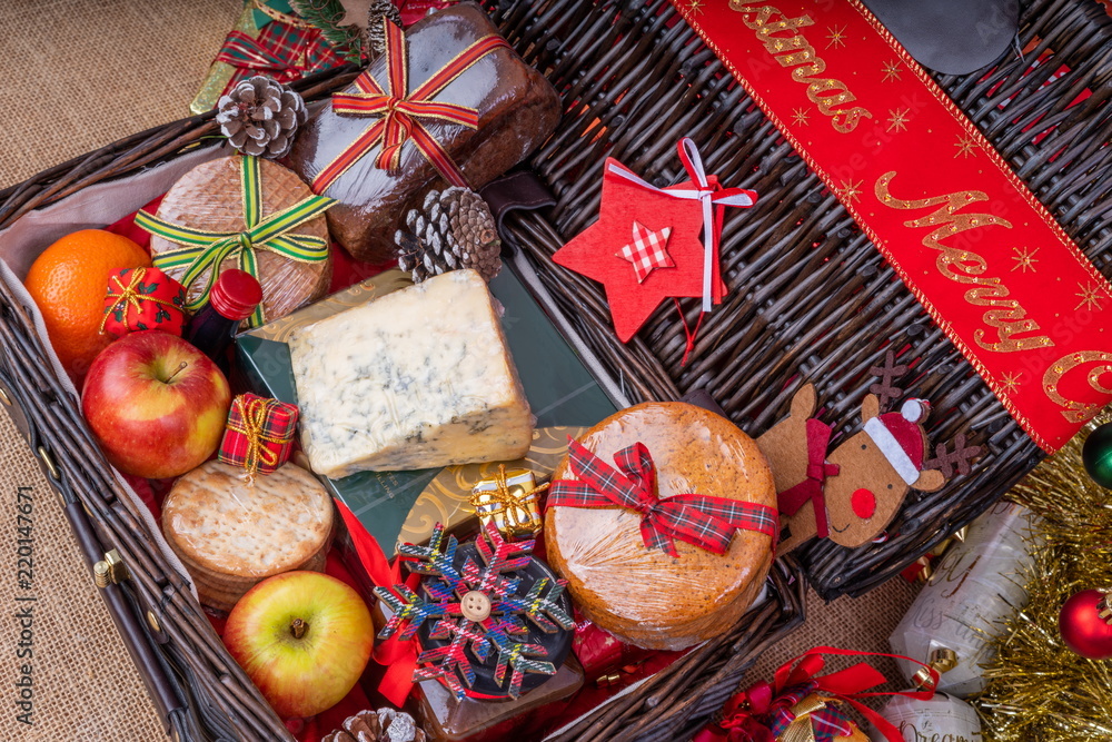 Christmas Food Hamper. Wicker Hamper loaded with Christmas Treats and ...