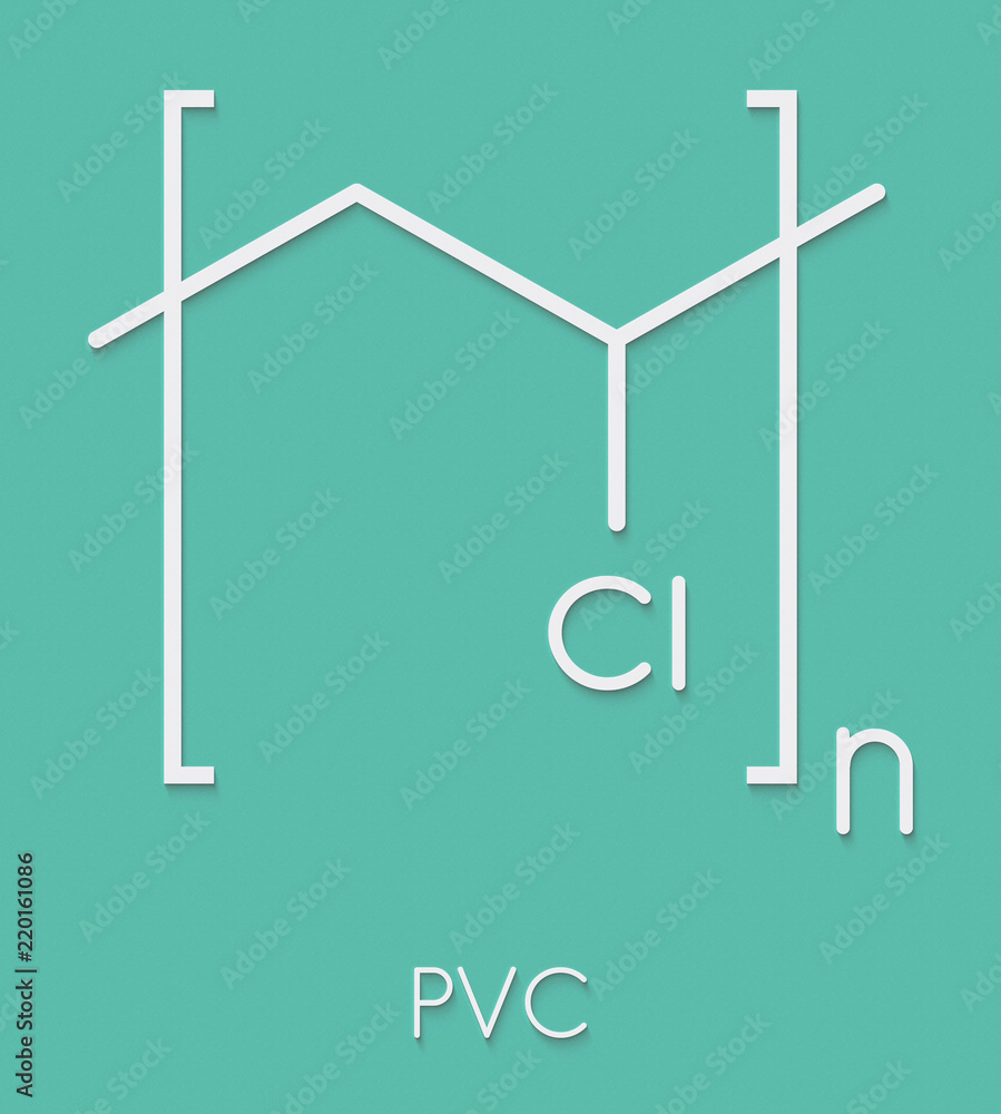 poly(vinyl chloride) plastic (PVC), chemical structure. Used in ...