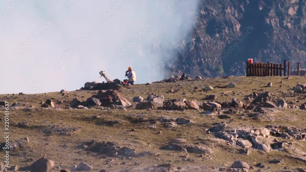 Researchers work at the rim of Kilauea Volcano to study magma flow at ...