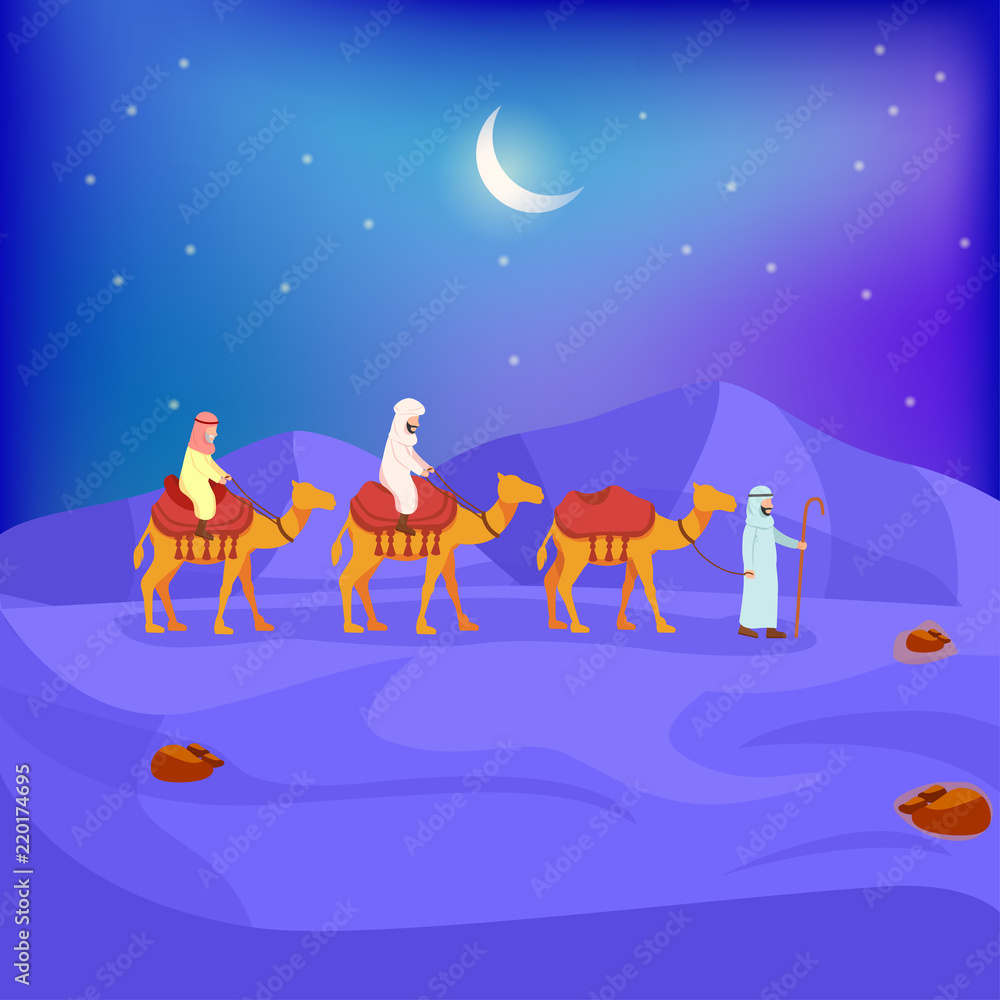 Happy New Hijri, Islamic Year Arabian Man Hijrah or Migrate With Camel ...