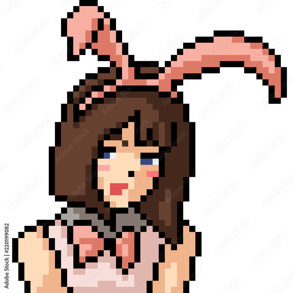 vector pixel art anime girl Stock Vector | Adobe Stock