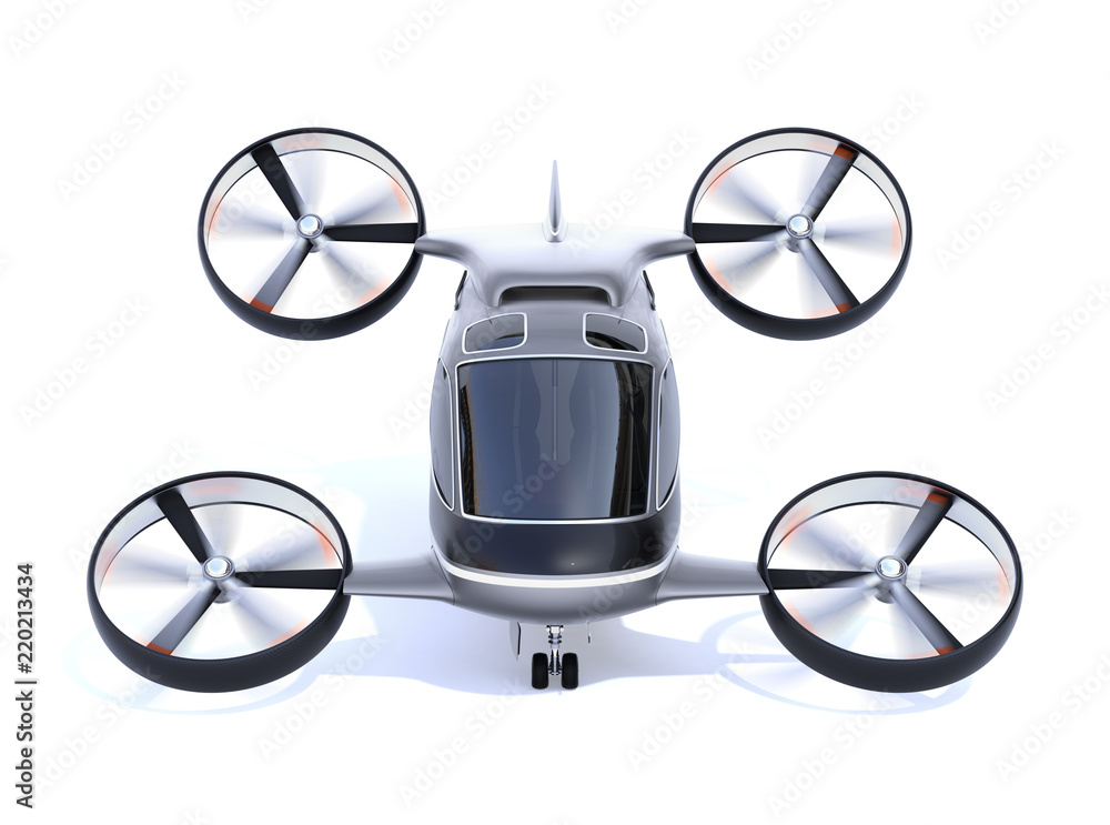Front view of Passenger Drone isolated on white background. 3D ...