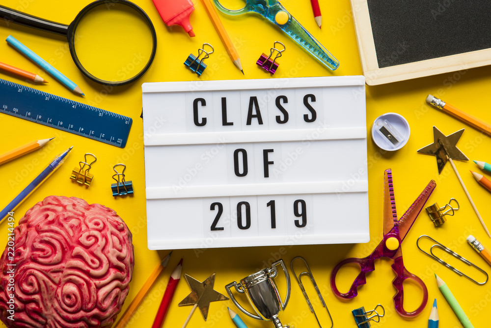 Class of 2019 lightbox message on a bright yellow background | Uwalls.co.uk