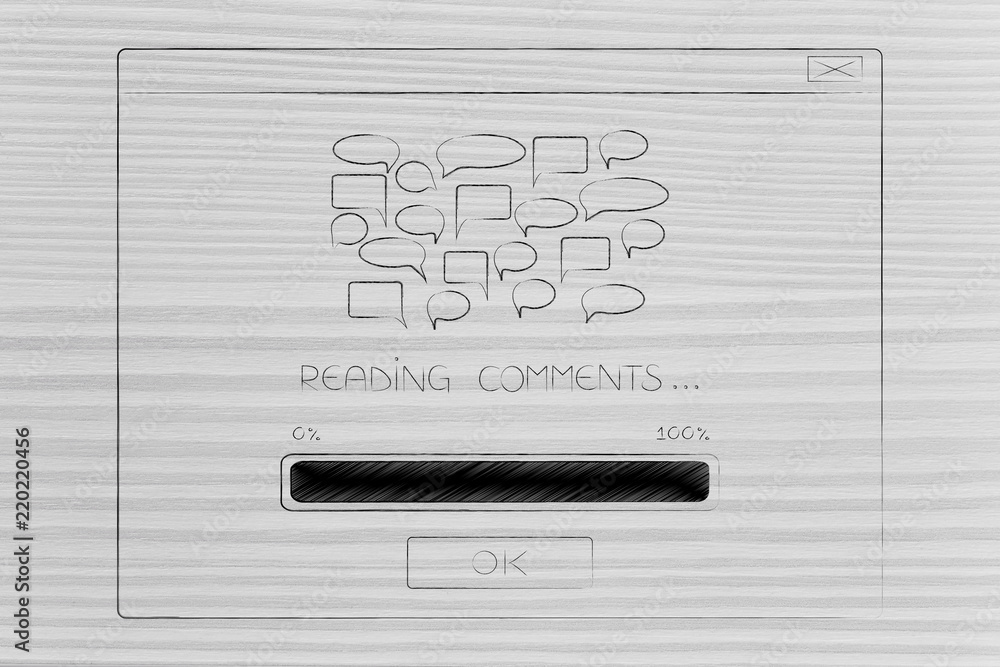 pop-up message with group of comment speech bubbles with reading in ...