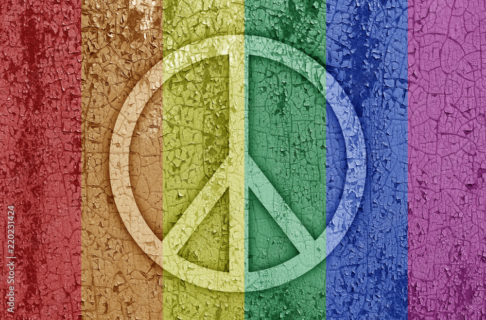 Sign of peace in rainbow color on a metal background Stock Photo ...