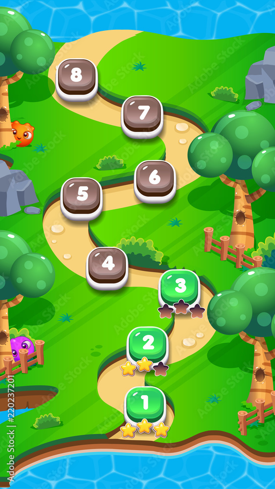 Level World Map for Mobile Games - Assets - For Game Reskin Stock ...