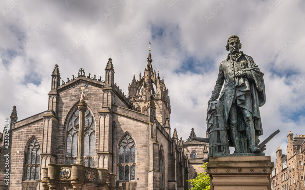 Edinburgh, Scotland, UK - June 14, 2012: Adam Smith bronze statue on ...