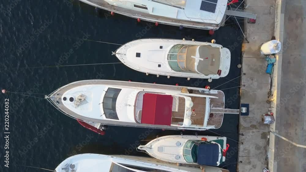 Video Stock Top down static view of marina a dock basin with moorings ...