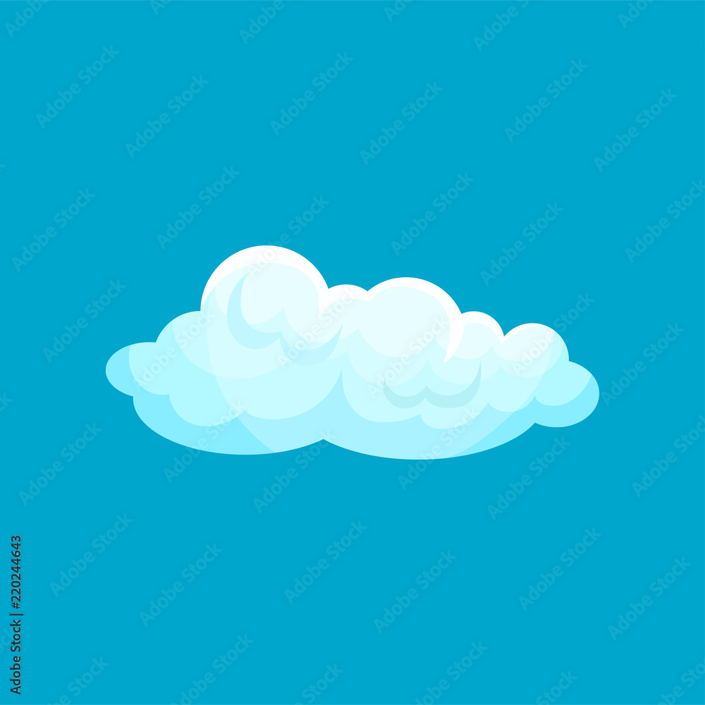 Cartoon icon of big fluffy cloud with lights and shadows. Sky and ...