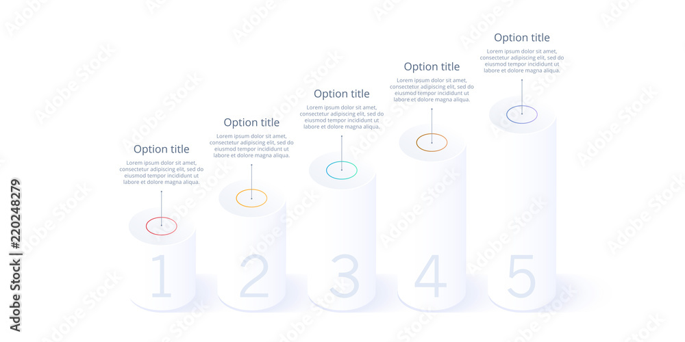 Business process chart infographics with 5 step segments. Isometric 3d ...