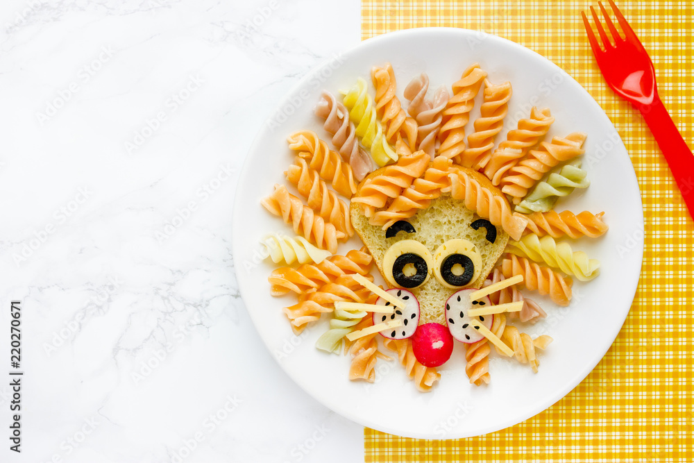 Lion pasta - fun food idea for kids lunch, animal shaped food art ...