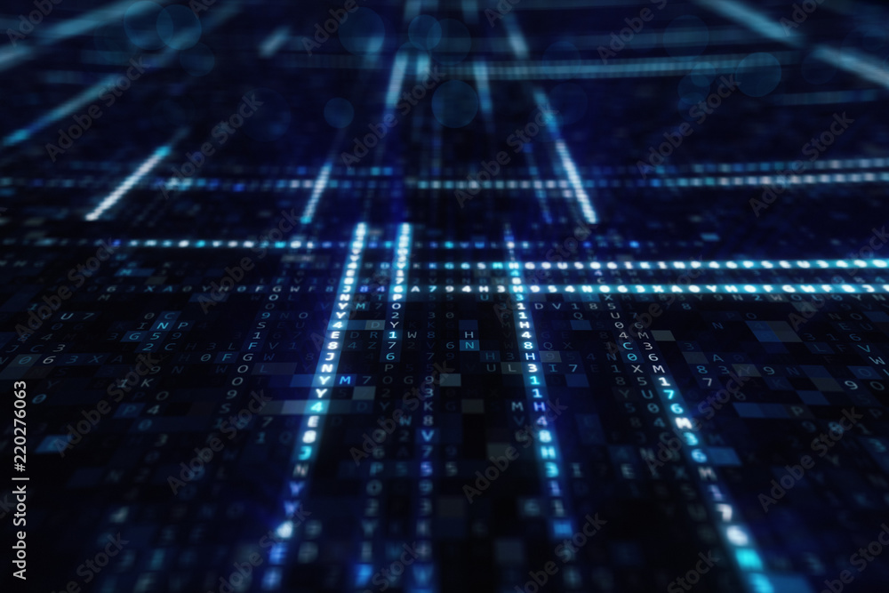 Animation Of Abstract Blue Technology Background Hexadecimal Computer Code Programming Coding