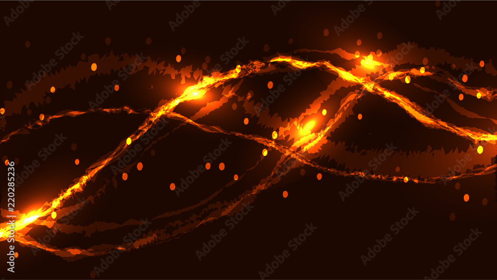 Abstract red energy glowing bright fire colored mottled neon burning ...