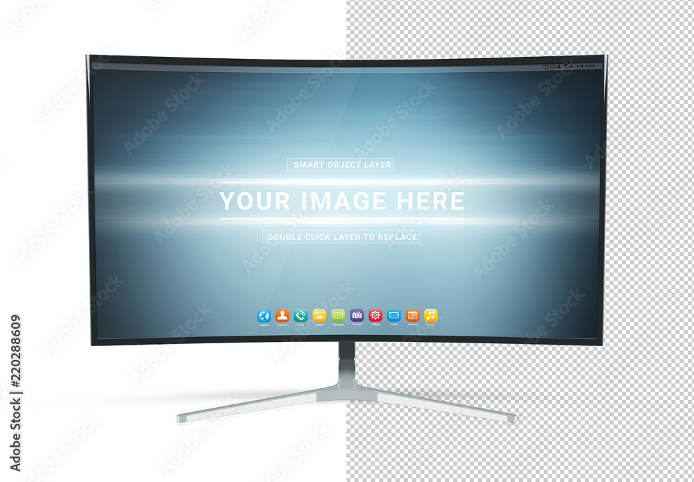 Isolated Curved Monitor Mockup Stock Template | Adobe Stock