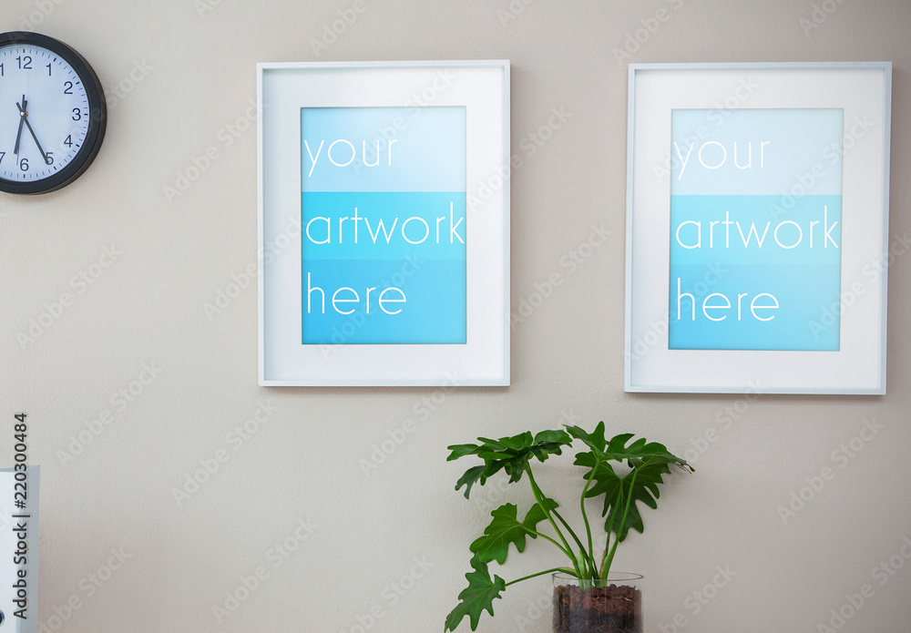 Two Frames on Wall Mockup Stock Template | Adobe Stock