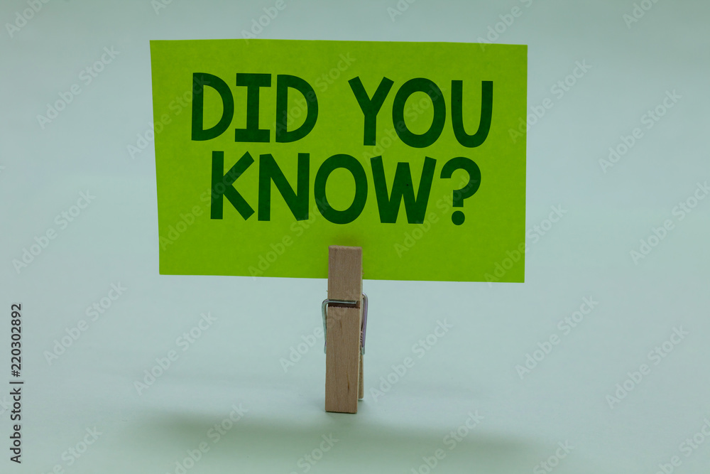 Conceptual hand writing showing Did You Know question. Business photo ... Conceptual hand writing showing Did You Know question. Business photo ...