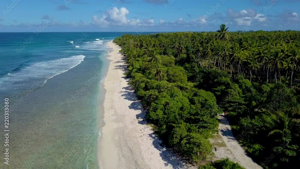 Endless palm or coconut tree groves and beautiful beaches on the island ...