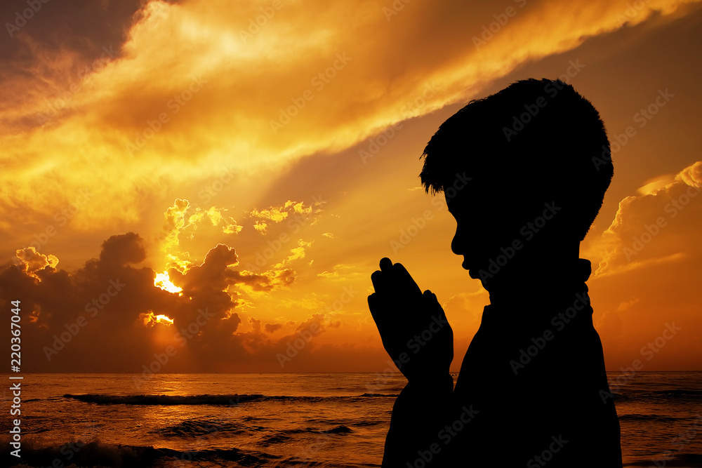 Indian Cute Boy Praying on Beach Stock Photo | Adobe Stock