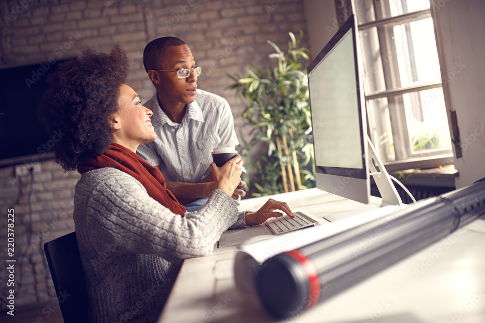 Afro-American workers in office Stock Photo | Adobe Stock
