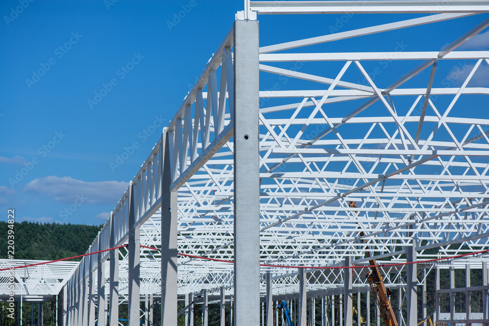 Industrial construction site of new commercial shopping mall in a city ...