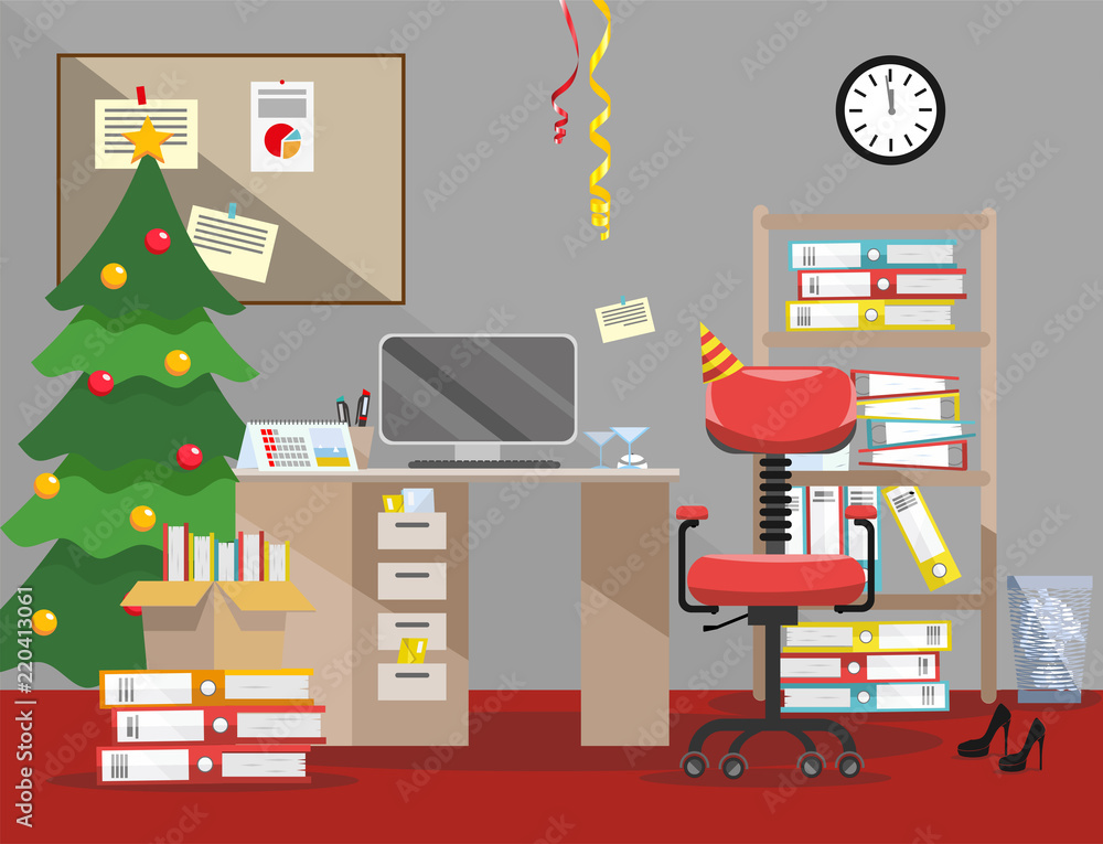New year Evening Order on the desktop. Pile of paper documents and file ... New year Evening Order on the desktop. Pile of paper documents and file ...