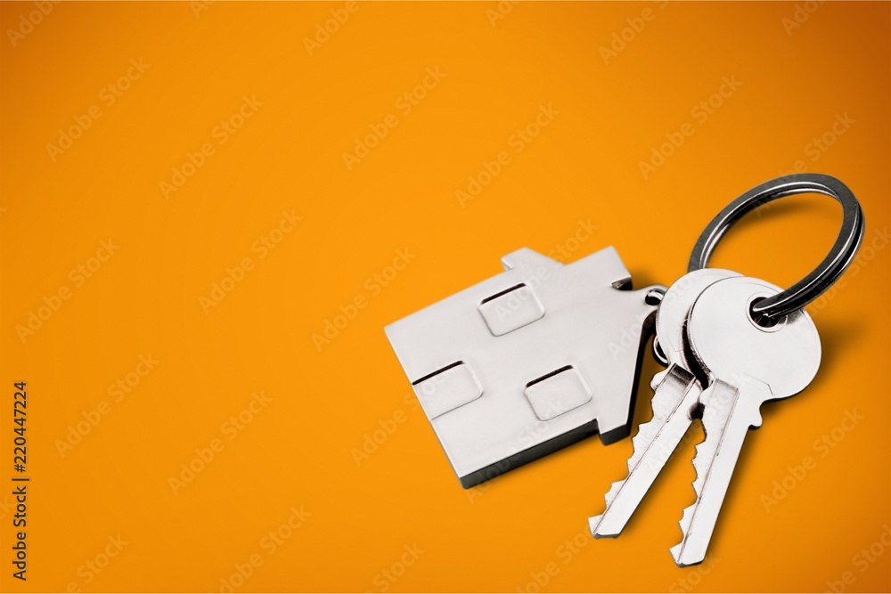 House shaped keychain and keys isolated on Stock Photo | Adobe Stock