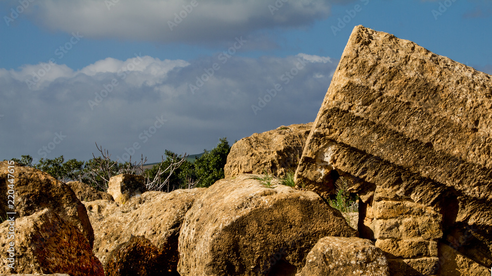 Part of the columns and stones from the Temple of Hercules. Stock Photo ...