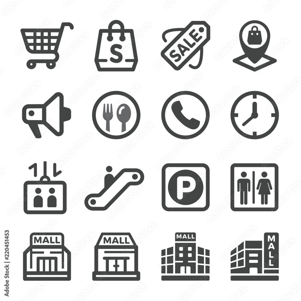 shopping mall icon set Stock Vector | Adobe Stock