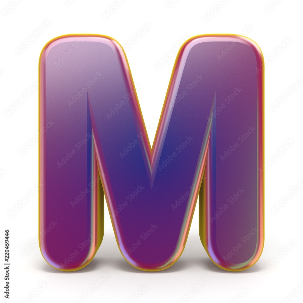 Letter M purple font yellow outlined 3D Stock Illustration | Adobe Stock