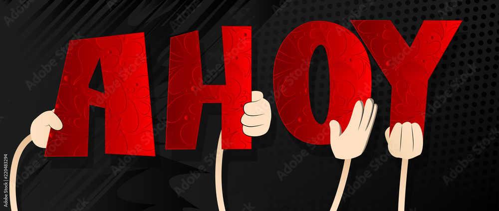 Diverse hands holding letters of the alphabet created the word Ahoy (in ...