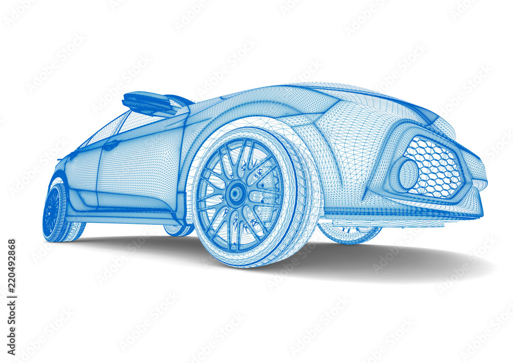X-ray of a car / 3D render image representing a X-ray of a car Stock ...