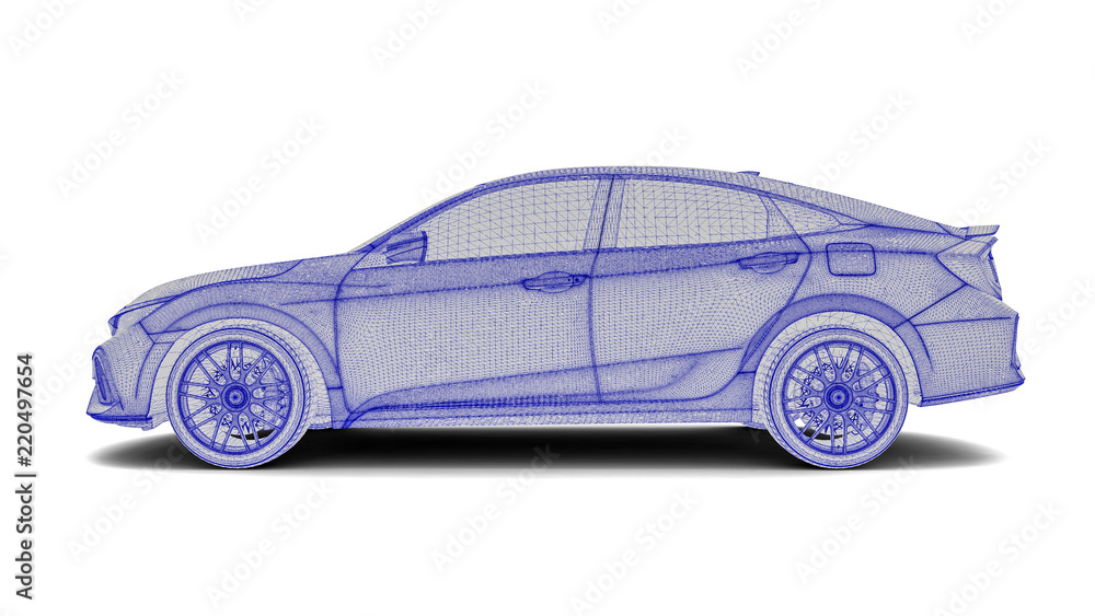 X-ray of a car / 3D render image representing a X-ray of a car Stock ...