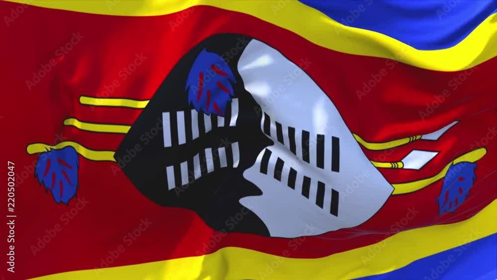 51. Swaziland Flag Waving in Wind Slow Motion Animation . 4K Realistic ...