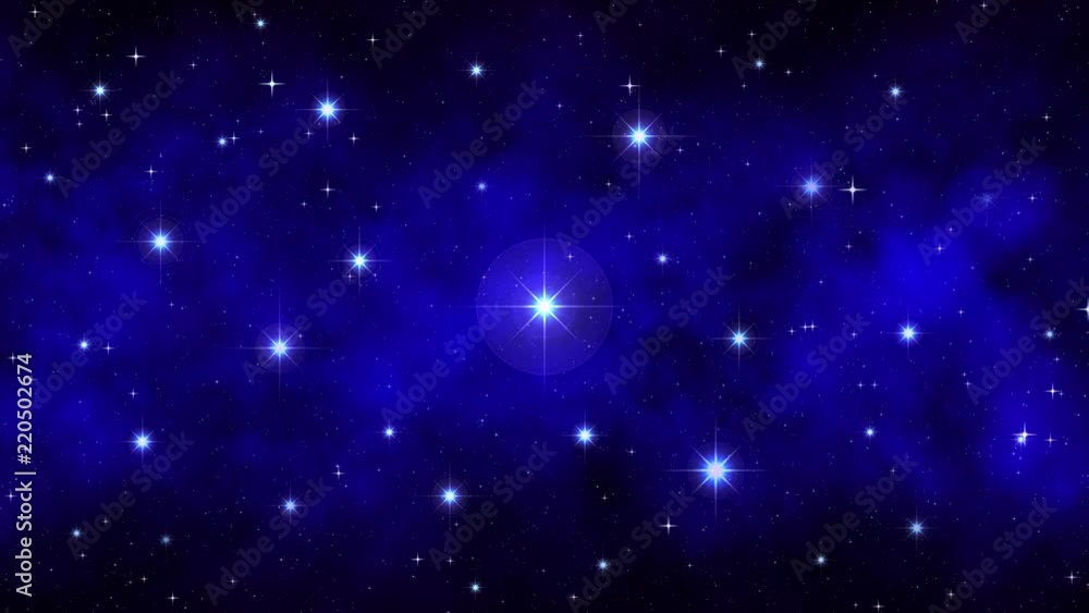 Night starry sky, dark blue dynamic space background with bright big ...