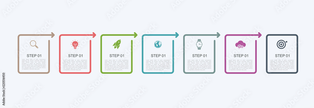 Timeline infographic design template with step structure. Business ...