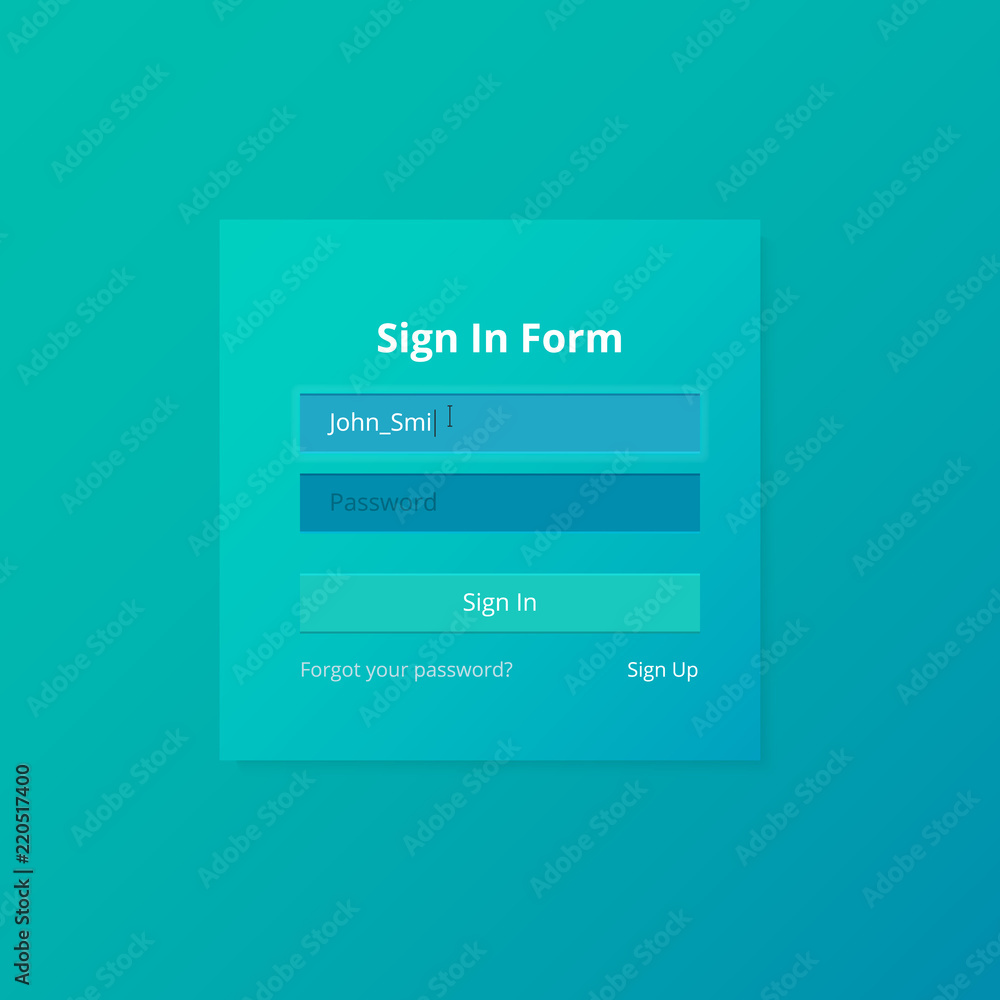 Login screen and Sign In form template for mobile app or website design ...